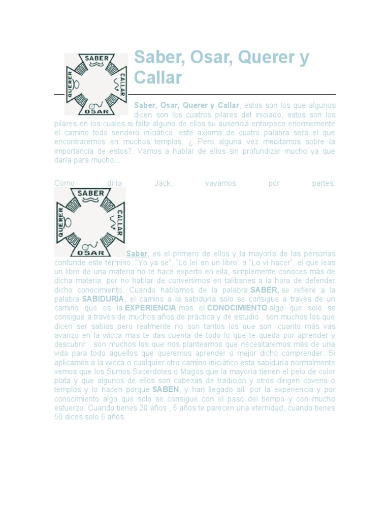 Querer Saber Oosar y Callar | PDF