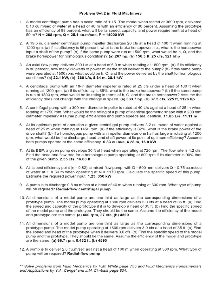 Problem Set 2 Fluid Machinery - TOAZ - INFO | PDF