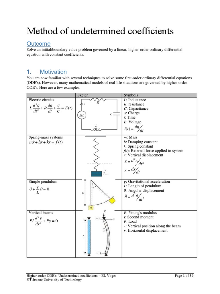 2 UndeterminedCoefficients S | PDF | Ordinary Differential Equation ...