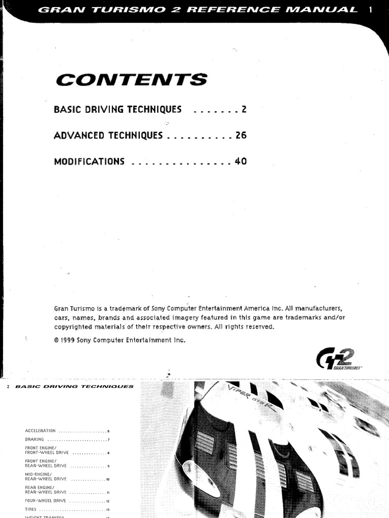 Gran Turismo 2 Reference Manual (EN) | PDF