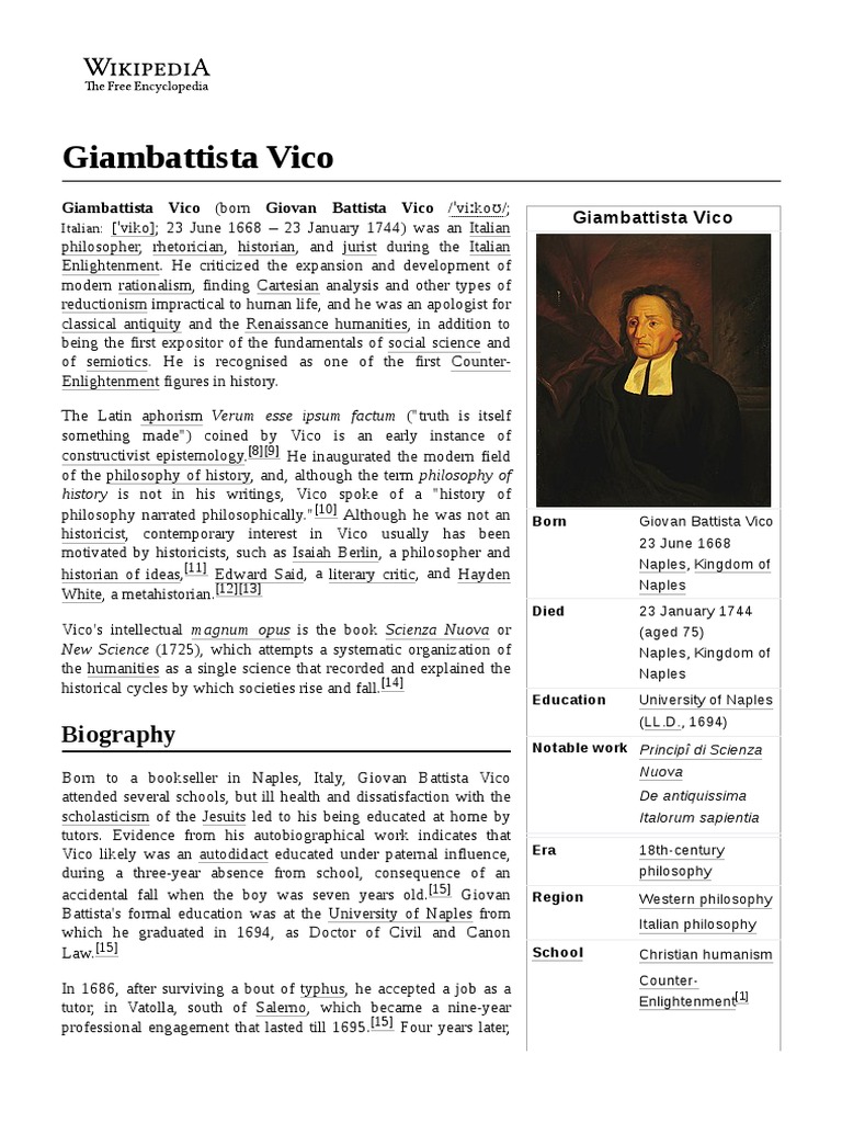 Giambattista Vico | PDF | Philosophical Movements | Metaphilosophy