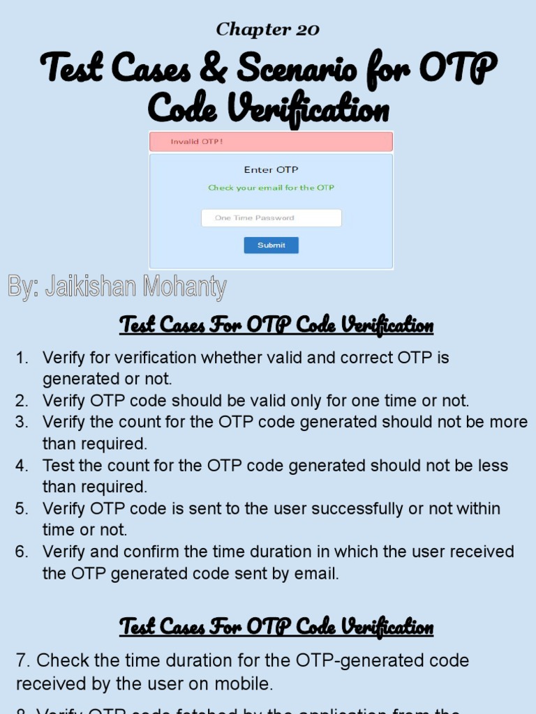 Test Cases For OTP Verification - Jaikishan Mohanty | PDF