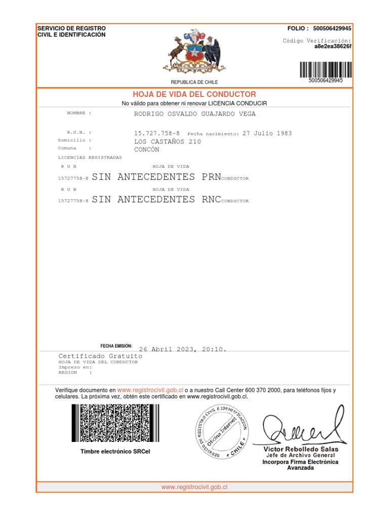 Hoja de Vida Del Conductor | PDF