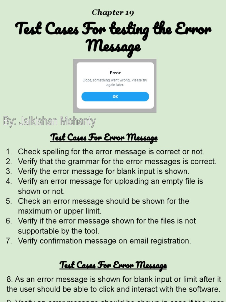 Error Message Test Cases Overview | PDF | Letter Case | Internet