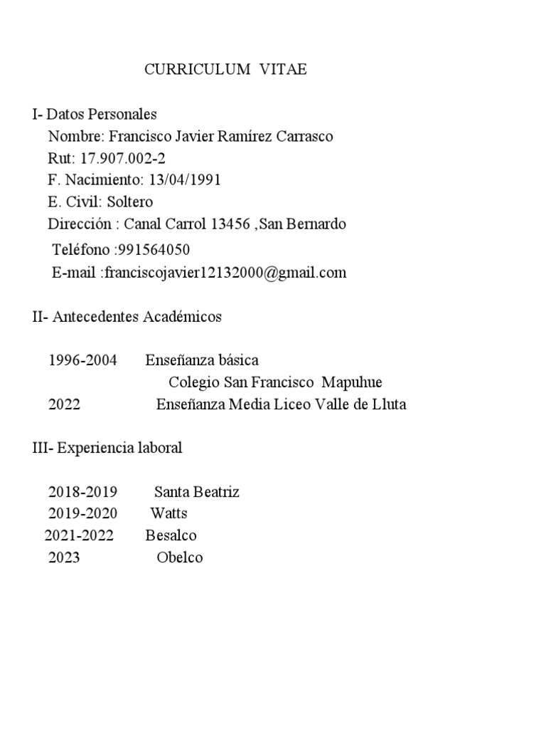 Curriculum Vitae Francisco | PDF