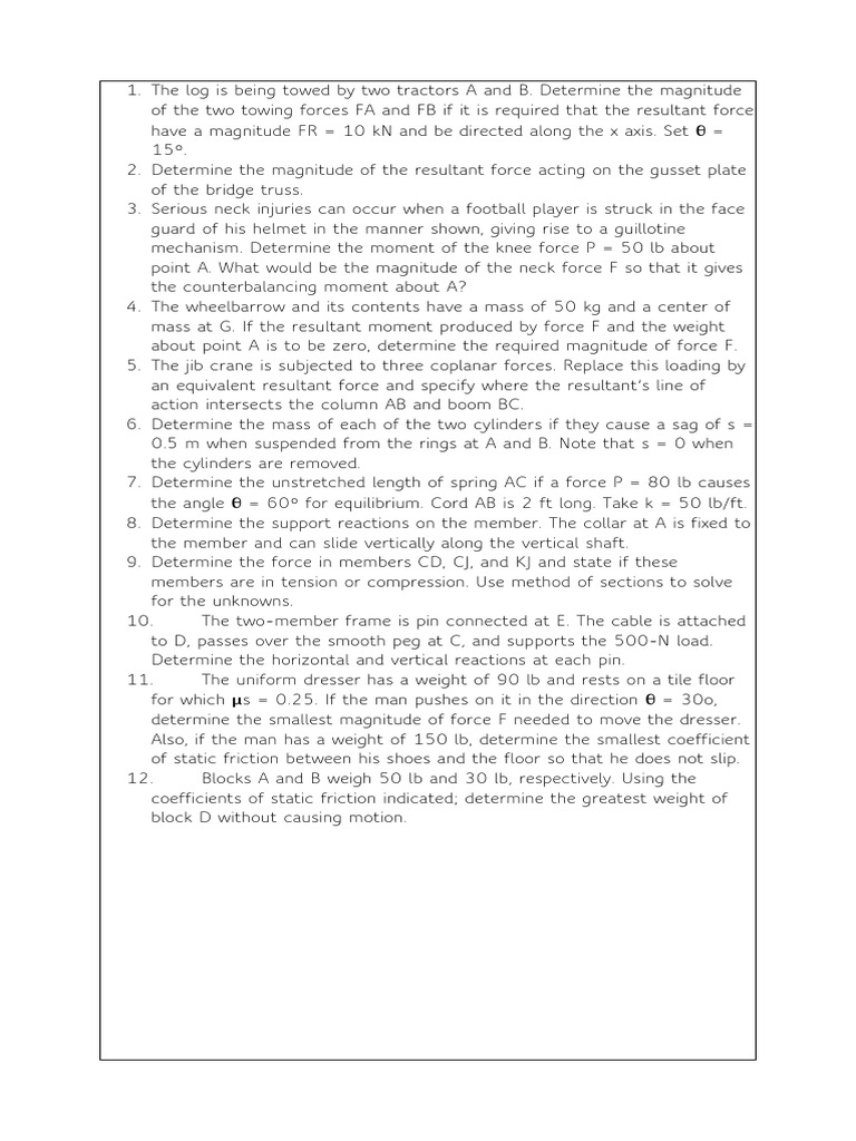 Engmech | PDF | Force | Friction