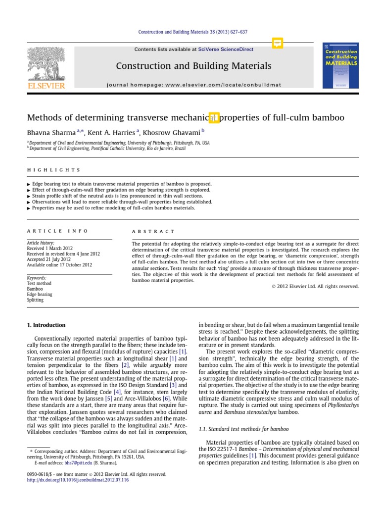 Transverse Properties of Full-Culm Bamboo | PDF | Young's Modulus ...