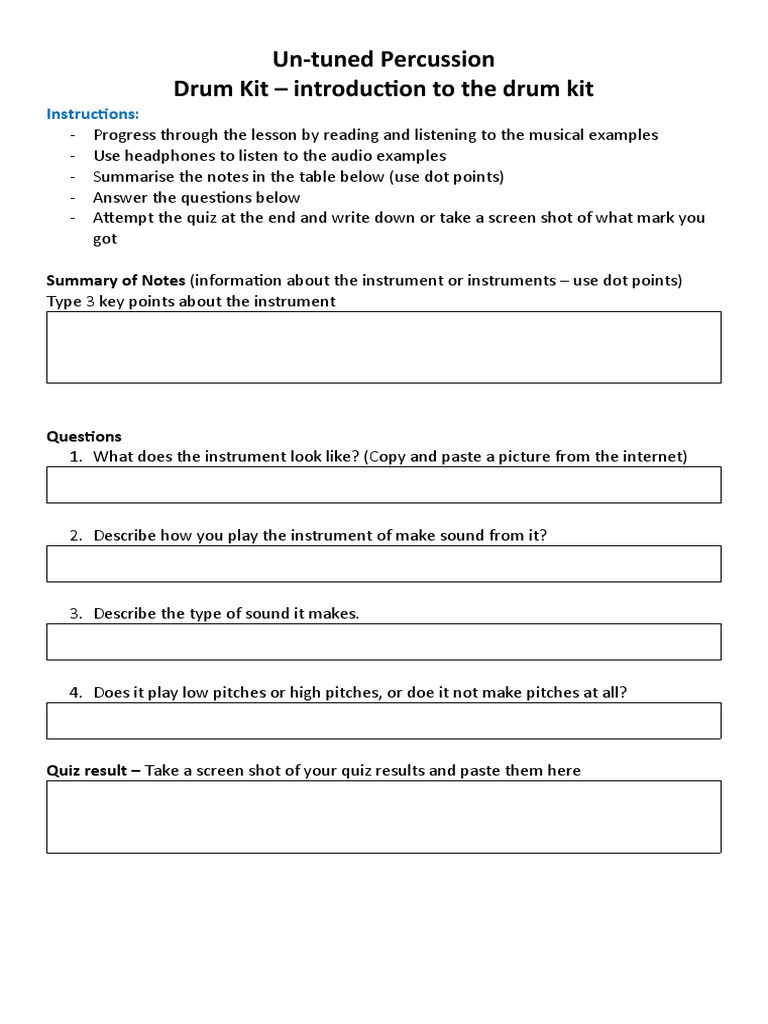 Drum Kit - Introduction To The Drum Kit | PDF