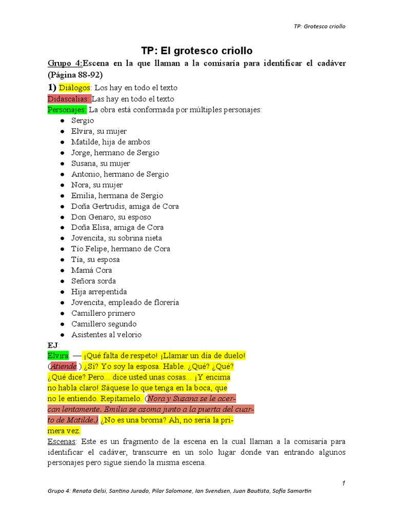 Características del grotesco criollo en "La Nona" | PDF | Humor ...
