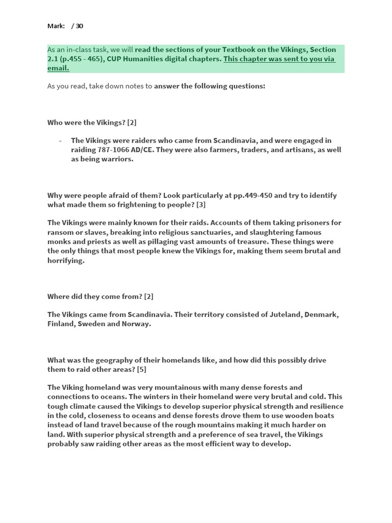 Viking Questions Introduction 2022 | PDF