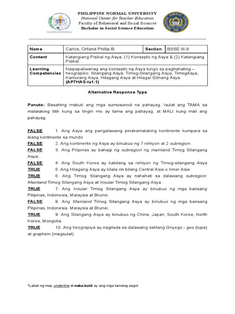 CARLOS - Alternative Response Type | PDF