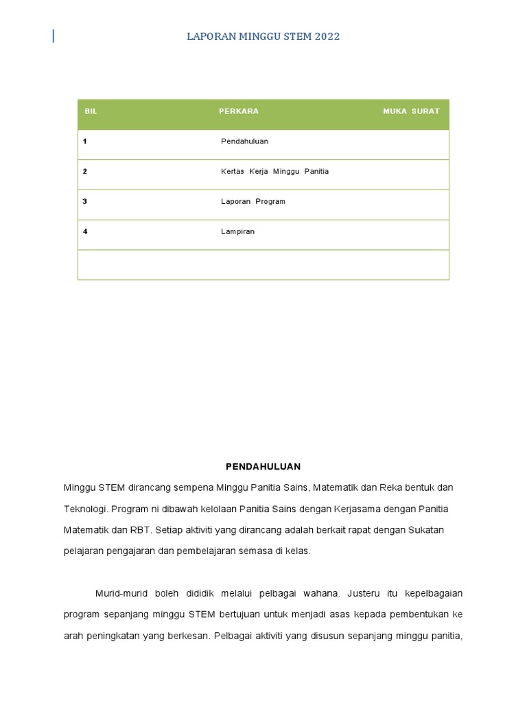 Laporan Minggu Stem 2022 | PDF
