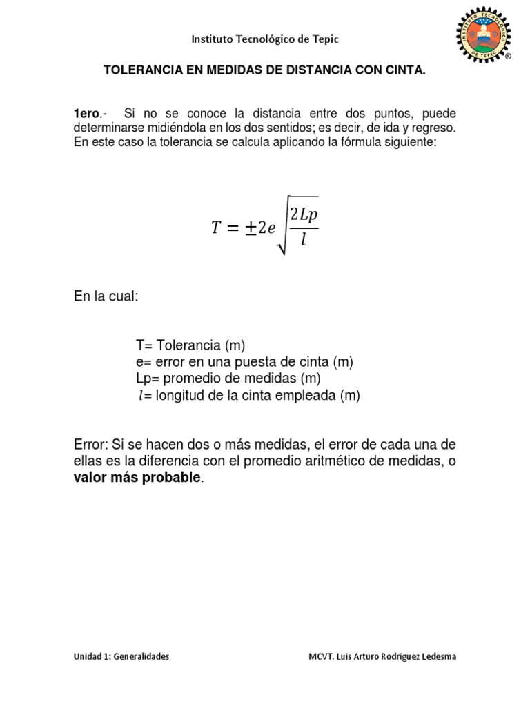 Tolerancia en Medidas de Distancia | PDF | Matemáticas Aplicadas