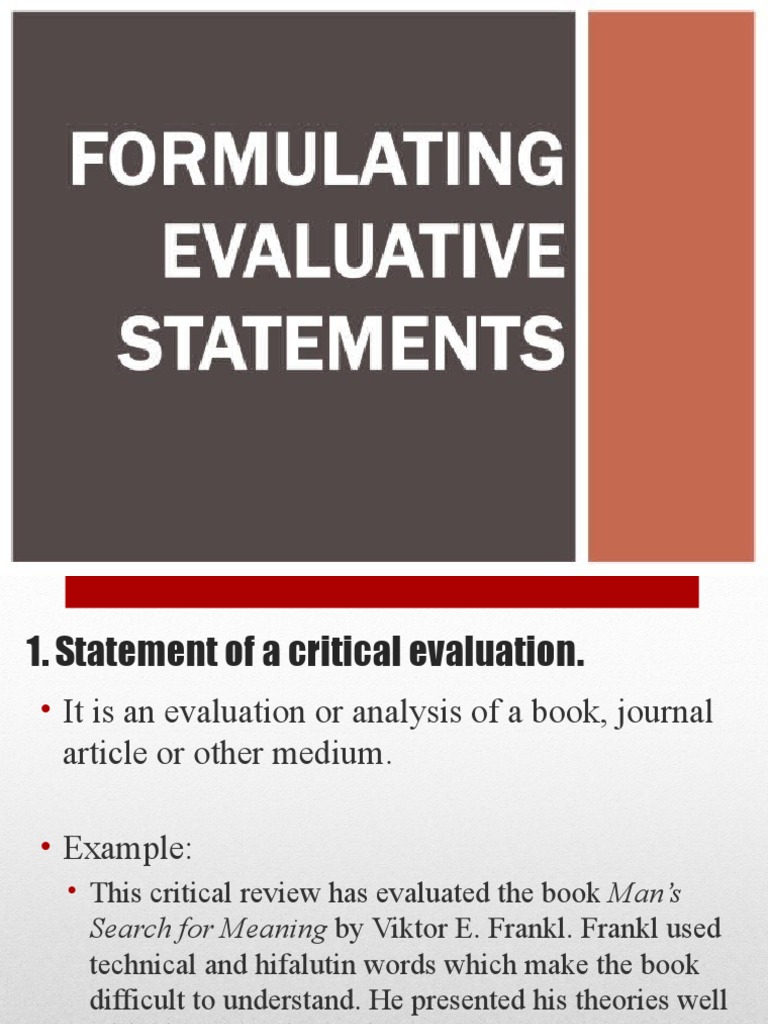 Evaluative Statement | PDF