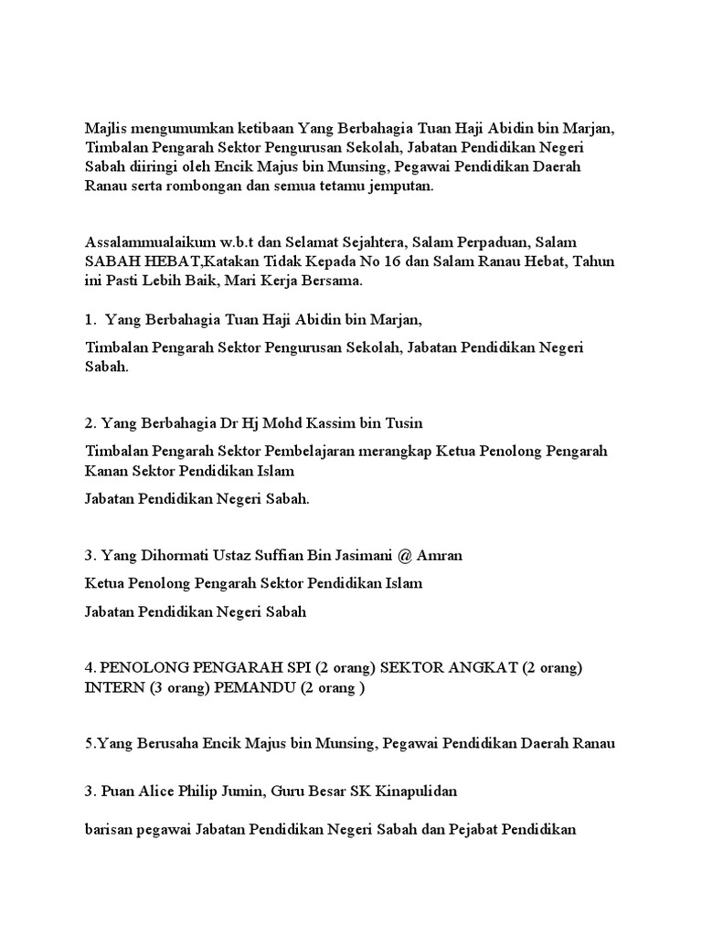 Skrip Emcee Program Jalinan Kasih | PDF