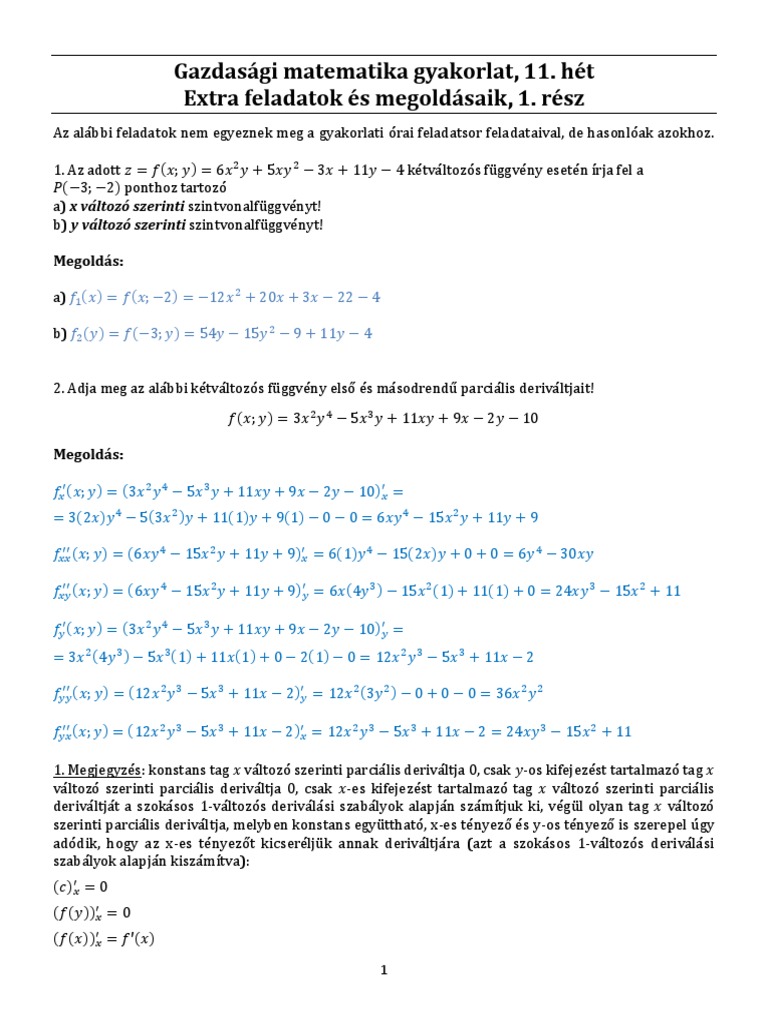 GM Gyak Het11 1 Extra Feladatok Megoldassal 2023 | PDF