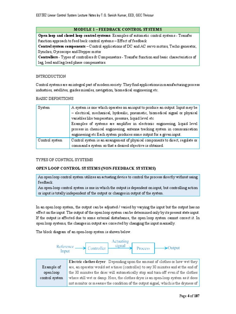 Module 1 | PDF | Control Theory | Servomechanism