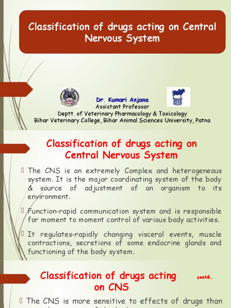 Classification of Drugs Acting On CNS | PDF | Stimulant | Drugs