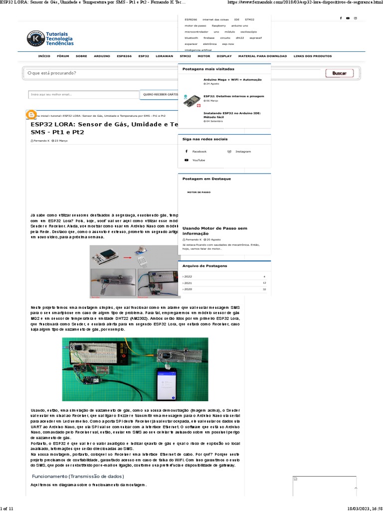 ESP32 LORA Sensor de Gás, Umidade e Temperatura Por SMS - Pt1 e Pt2 ...