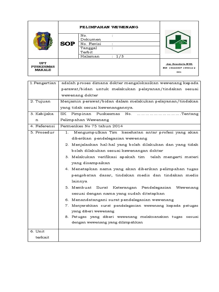 Prosedur Pelimpahan Wewenang Medis | PDF