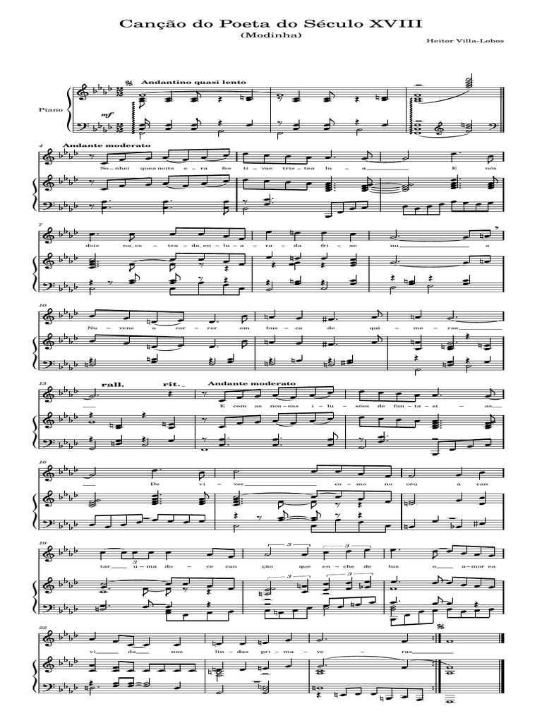 Heitor Villa Lobos Canção Do Poeta Do Século Xviii Pdf