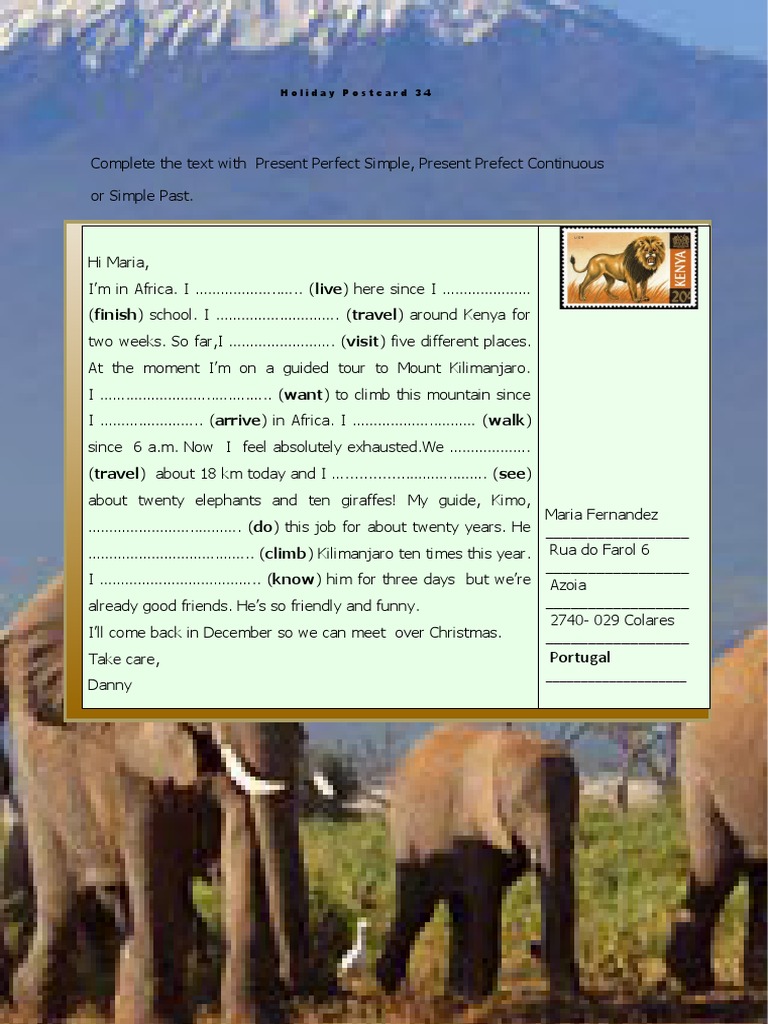 Holiday Postcard 34 Grammar Drills Reading Comprehension Exercises Tes ...