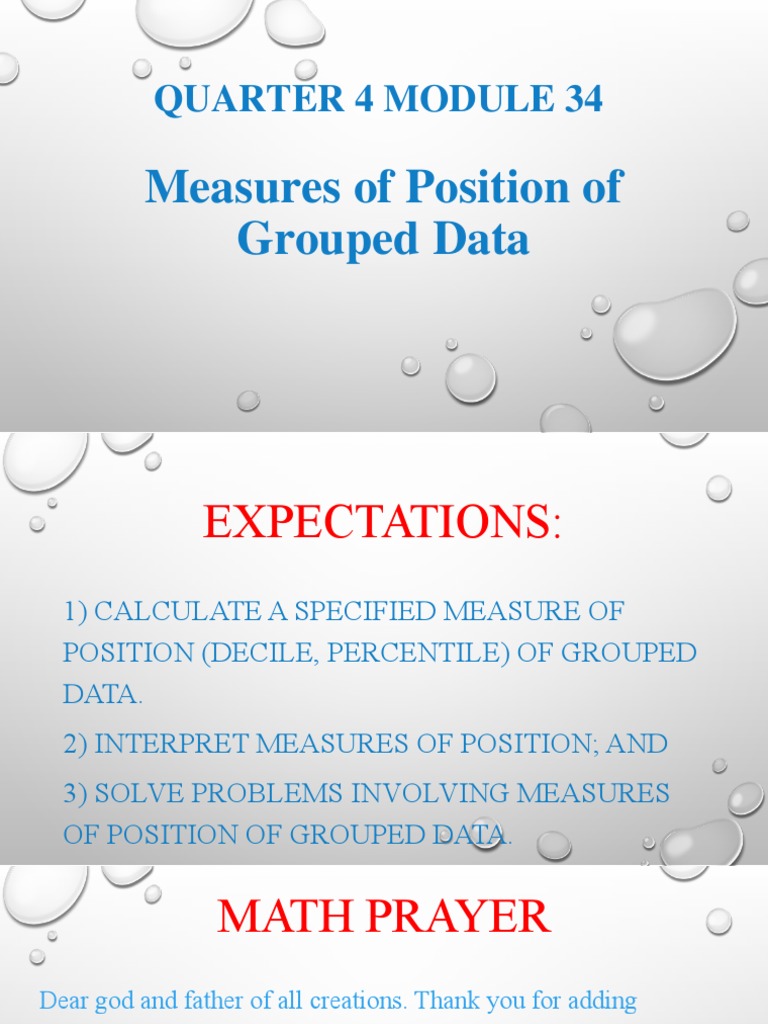 Q4 Module 34 Measures Of Position Group Data Pdf Percentile