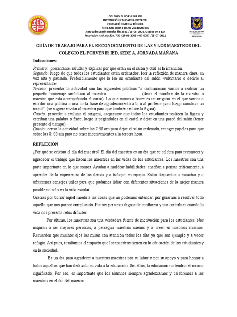 Reflexión Dia Del Maestro | PDF
