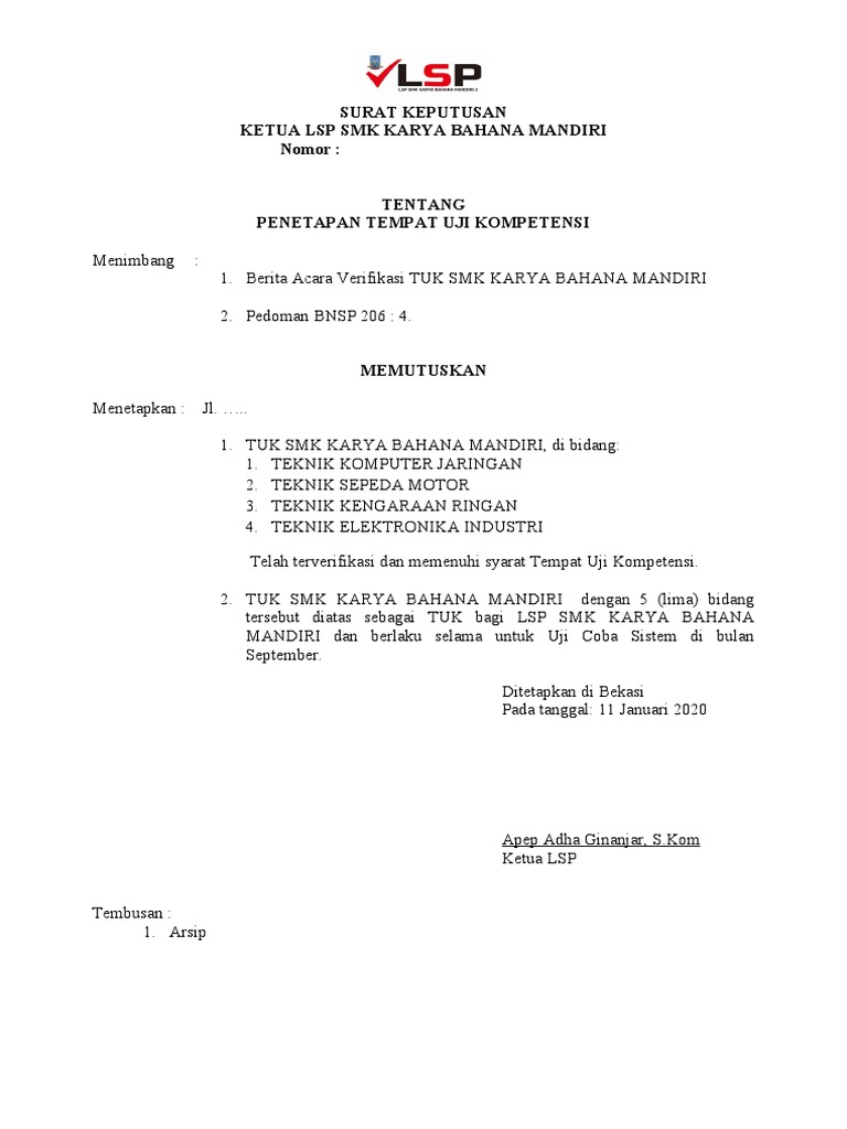 SK Penetapan TUK | PDF