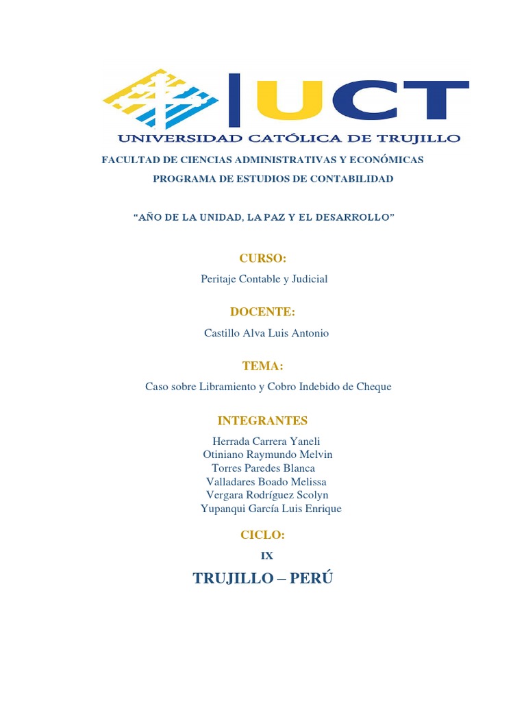 Caso Sobre Libramiento y Cobro Indebido de Cheque | PDF | Cheque ...