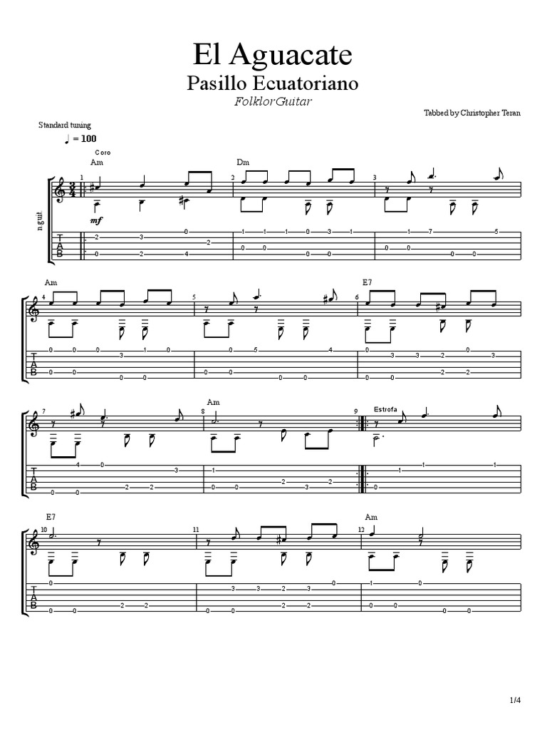 El Aguacate - Arreglo Solista | PDF