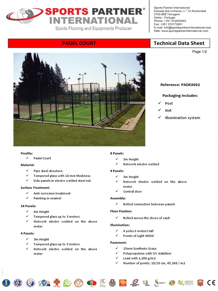 Padel Traditional Technical Data Sheet | PDF | Stainless Steel | Glasses