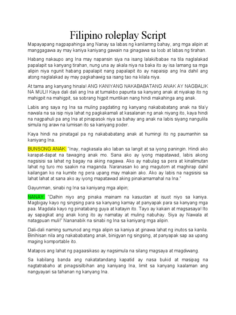 Filipino - 9 Roleplay Script | PDF