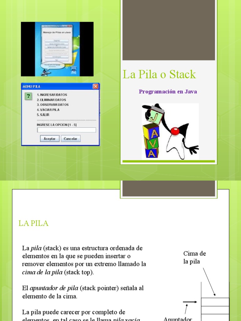 Pila Java | PDF | Clase (Programación informática) | Lógica matemática