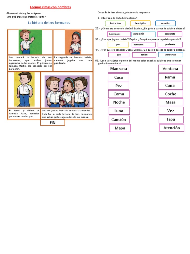Leemos Rimas Con Nombres | PDF
