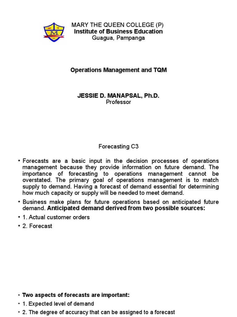Essential Forecasting in Operations Management | PDF | Forecasting ...