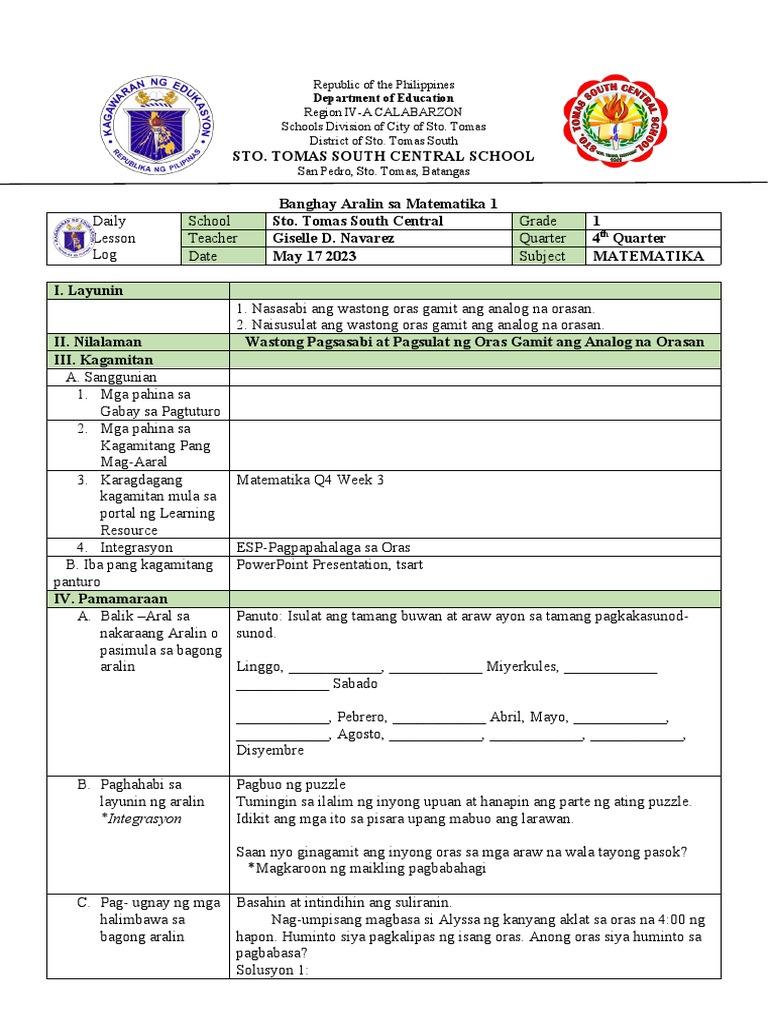 Grade 1-MATH Q4 | PDF