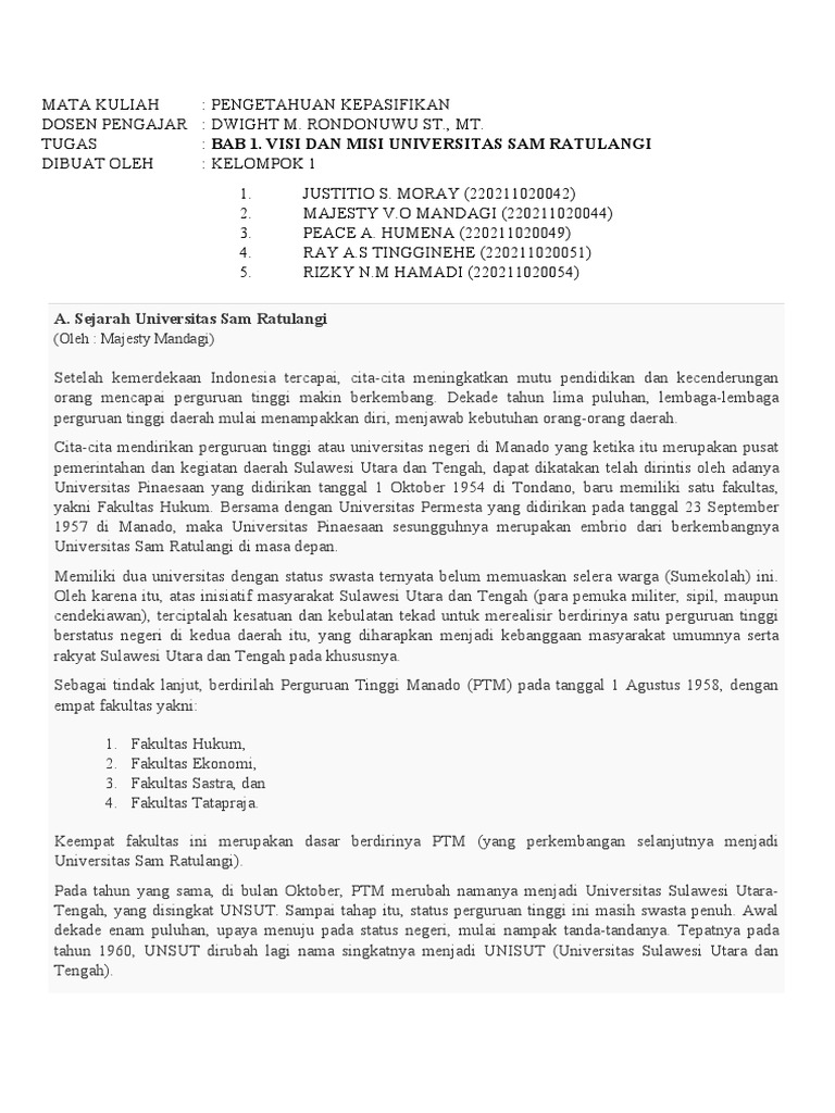 Bab 1 Pengetahuan Kepasifikan (Kel.1 Ars 2023) | PDF