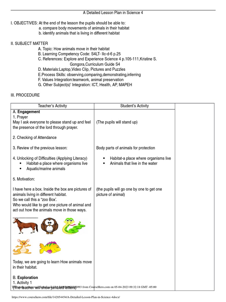 A Detailed Lesson Plan in Science 4 | PDF | Lesson Plan | Teachers