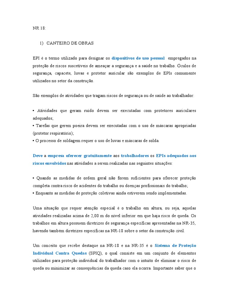 Resumo Do Resumo - NR 18 | PDF | Calor | Banheiro