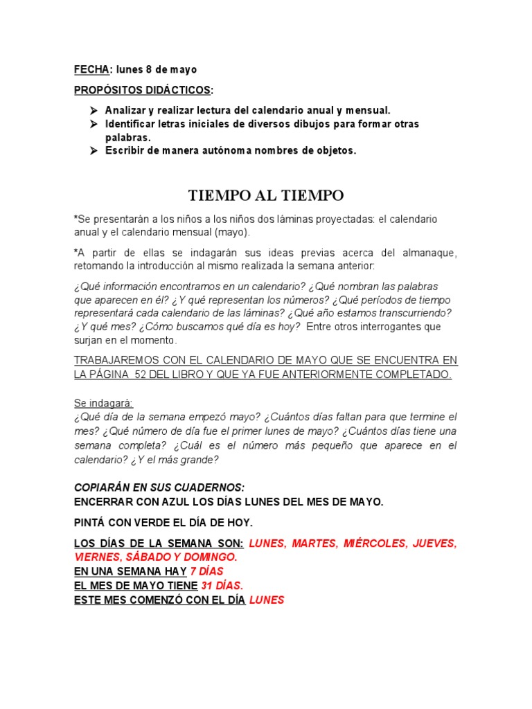 Unidad 2 Semana 4 | Descargar gratis PDF | Calendario