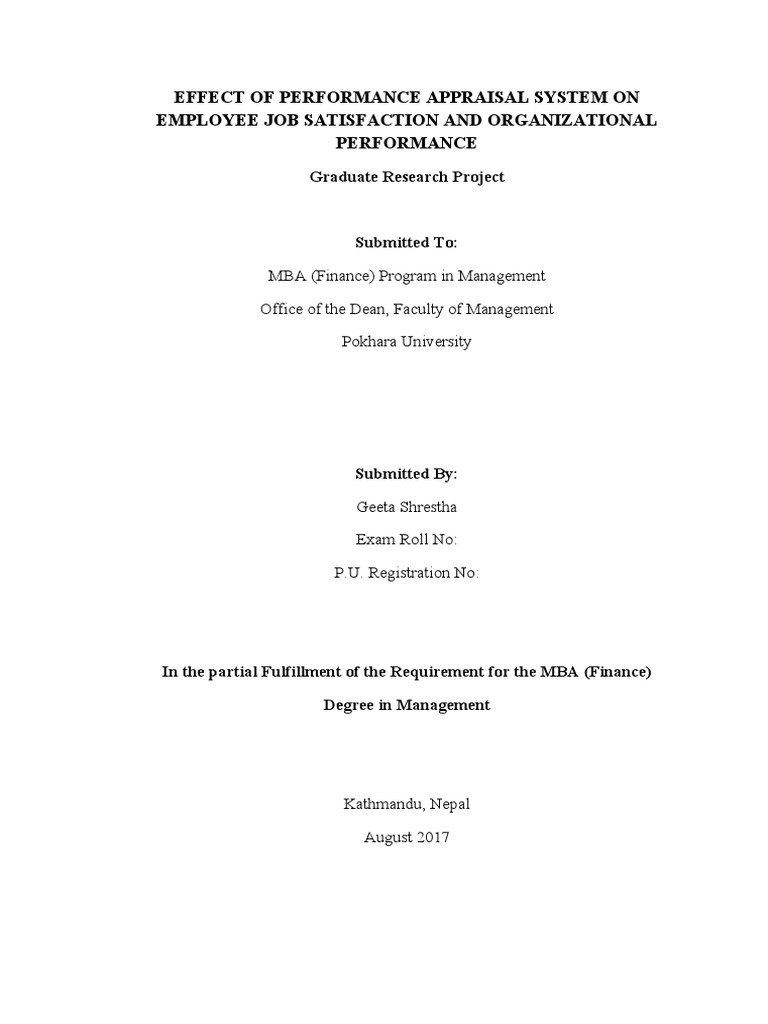 Performance Appraisal On Employee Job Satisfaction | PDF | Performance ...