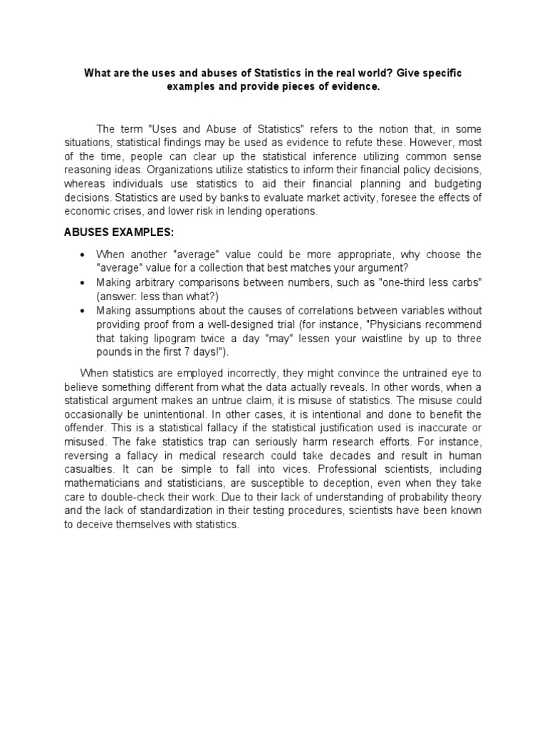 What Are The Uses and Abuses of Statistics in The Real World | PDF