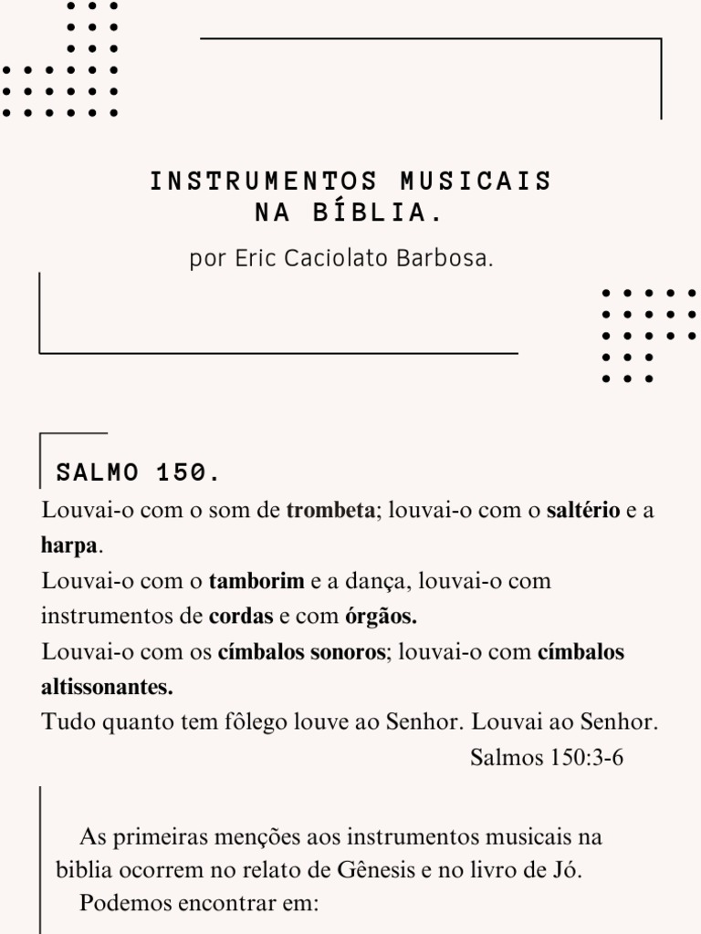 Instrumentos Musicais Na Bíblia. | PDF | Davi | Livros do Antigo Testamento