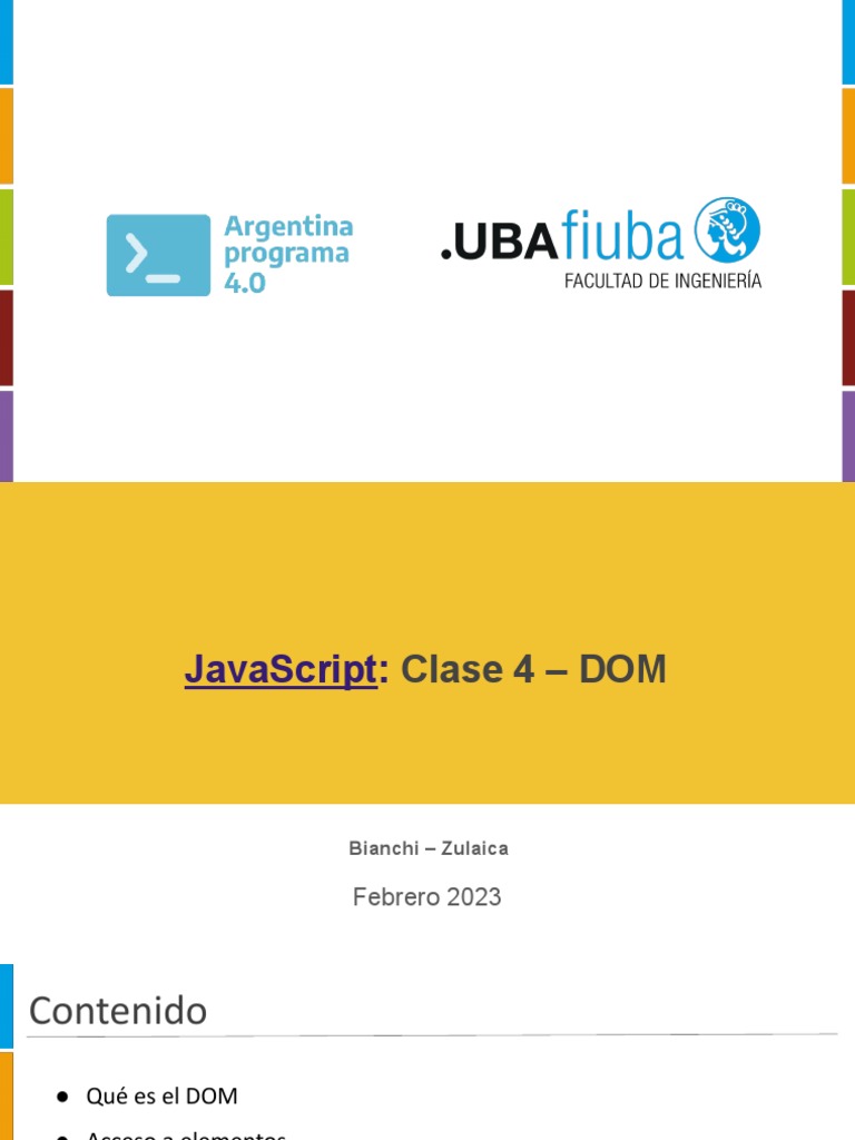JS Clase04 1 DOM | Descargar gratis PDF | Modelo de objeto de documento | HTML