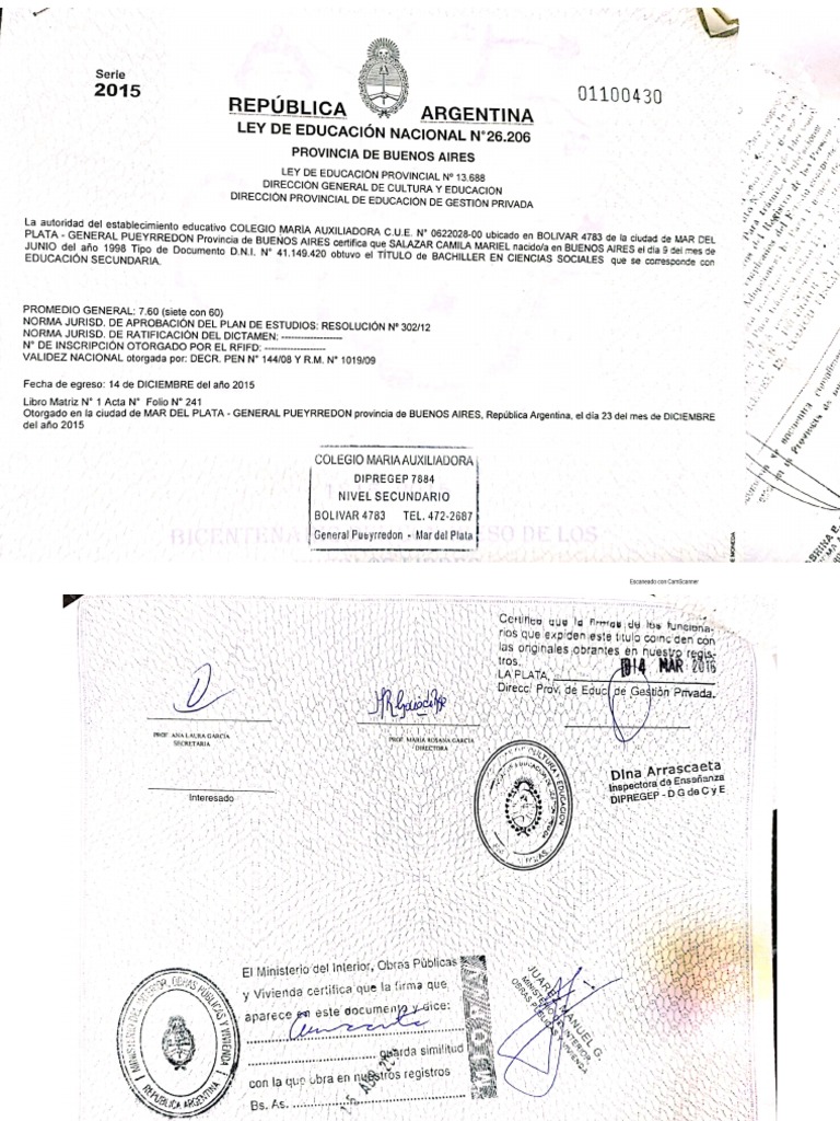 Título Secundario Camila M Salazar | PDF