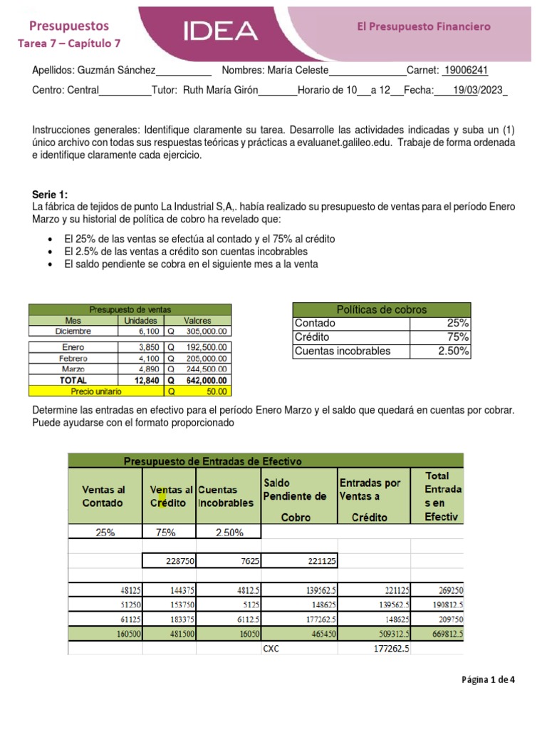 Presupuestos: Tarea 7 - Capítulo 7 El Presupuesto Financiero | PDF | Presupuesto | Economias