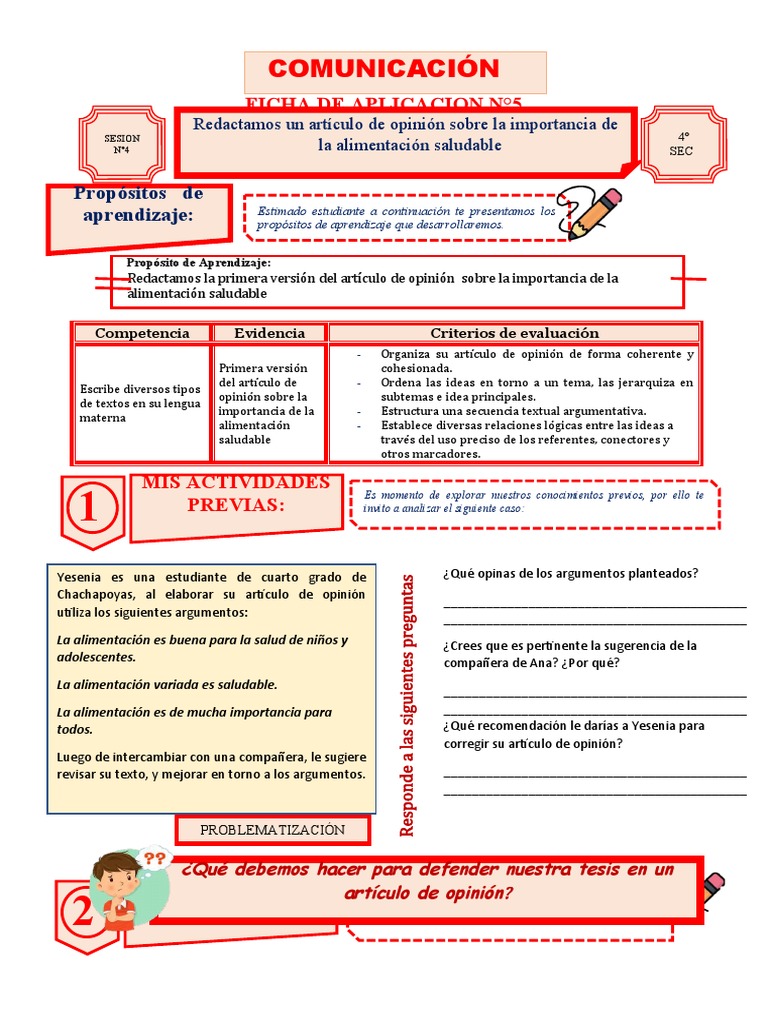4° FICHA DE APLICACIÓN-SESIÓN5-SEM.3-EXP.2-COMU | PDF | Argumento | Analogía