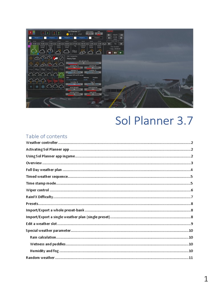 Sol Planner Manual | PDF | Parameter (Computer Programming) | Weather