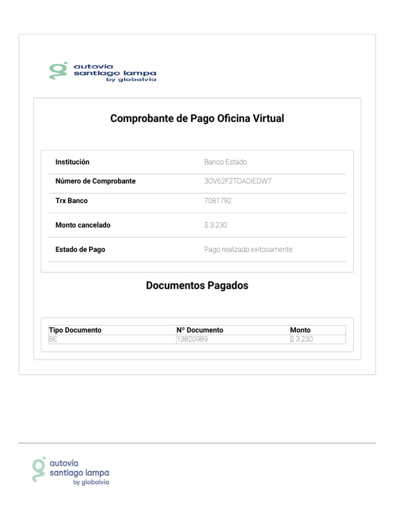Globalvia - Autopista Del Aconcagua - Oficina Virtual | PDF